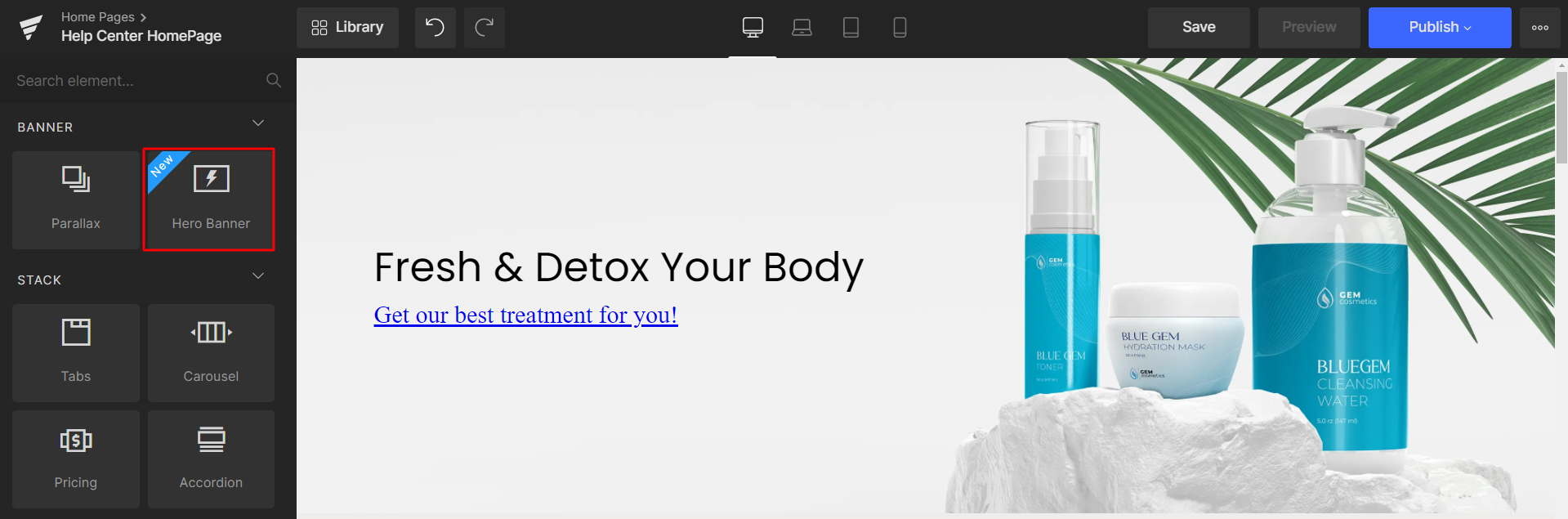 How to use the Hero Banner element | Help Center | GemPages